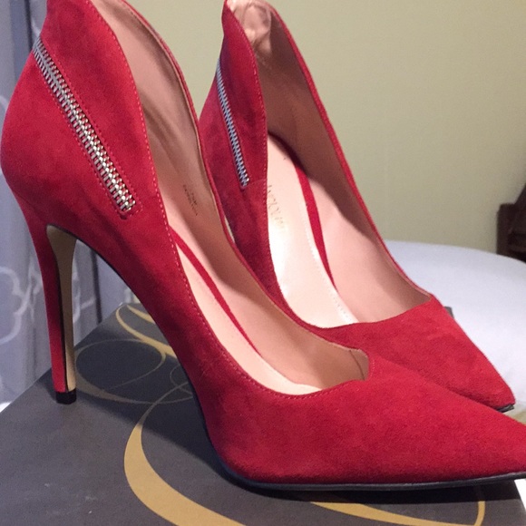 Shoes | Beautiful Red Stilettos With Zipper Detail | Poshmark
